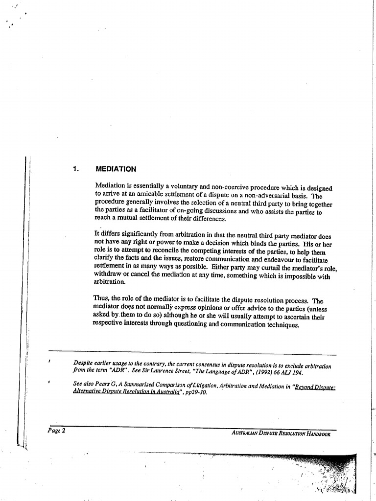 MEDIATION-ARBITRATION CHAPTER (Australian Dispute Resolution Handbook ...