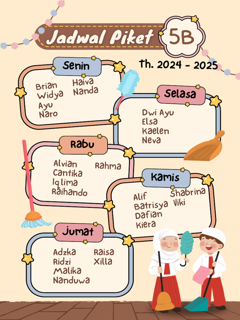 Jadwal Piket Kls 5B 2425 | PDF