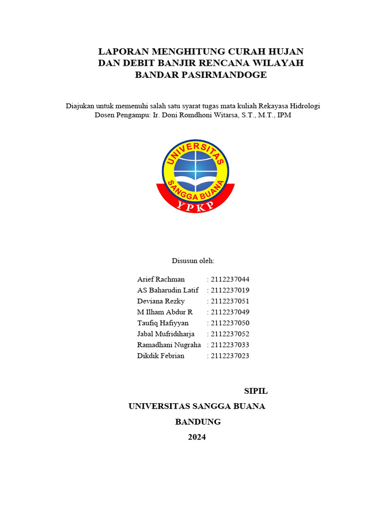 Kelompok 5 - Laporan Menghitung Curah Hujan Dan Debit Banjir Rencana | PDF Kelompok 5 - Laporan Menghitung Curah Hujan Dan Debit Banjir Rencana | PDF