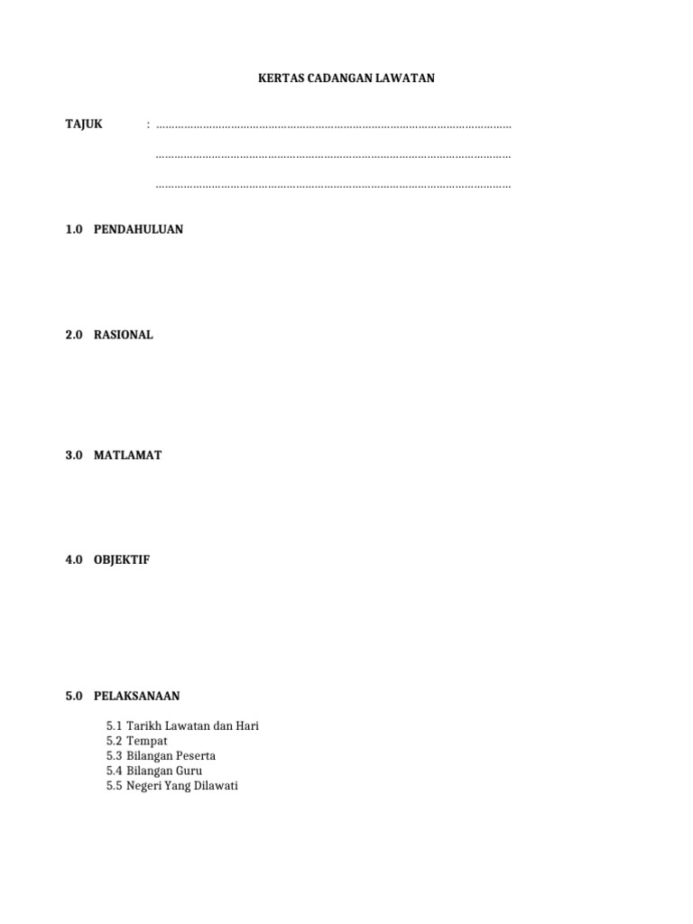 Kertas Cadangan Lawatan Pdf