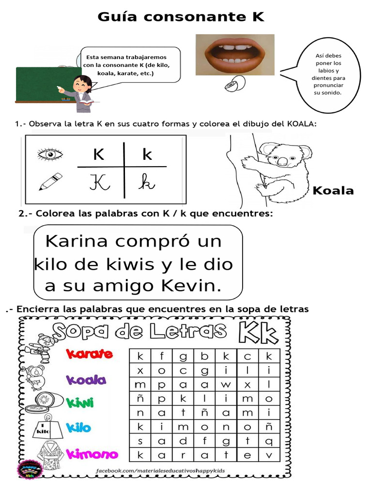 Guia Consonante K Lecto Escritura PDF | PDF