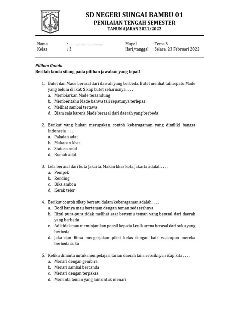 PTS Tema 5 Kelas 3 | PDF