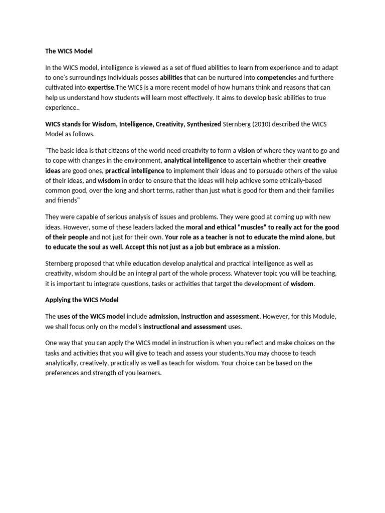 The WICS Model-WPS Office | PDF