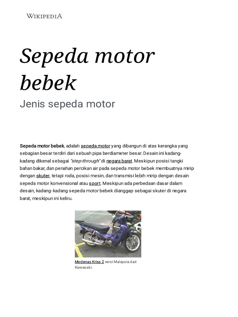 Sepeda Motor Bebek - Wikipedia Bahasa Indonesia, Ensiklopedia Bebas ...