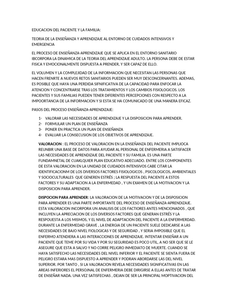 Educacion Del Paciente | PDF
