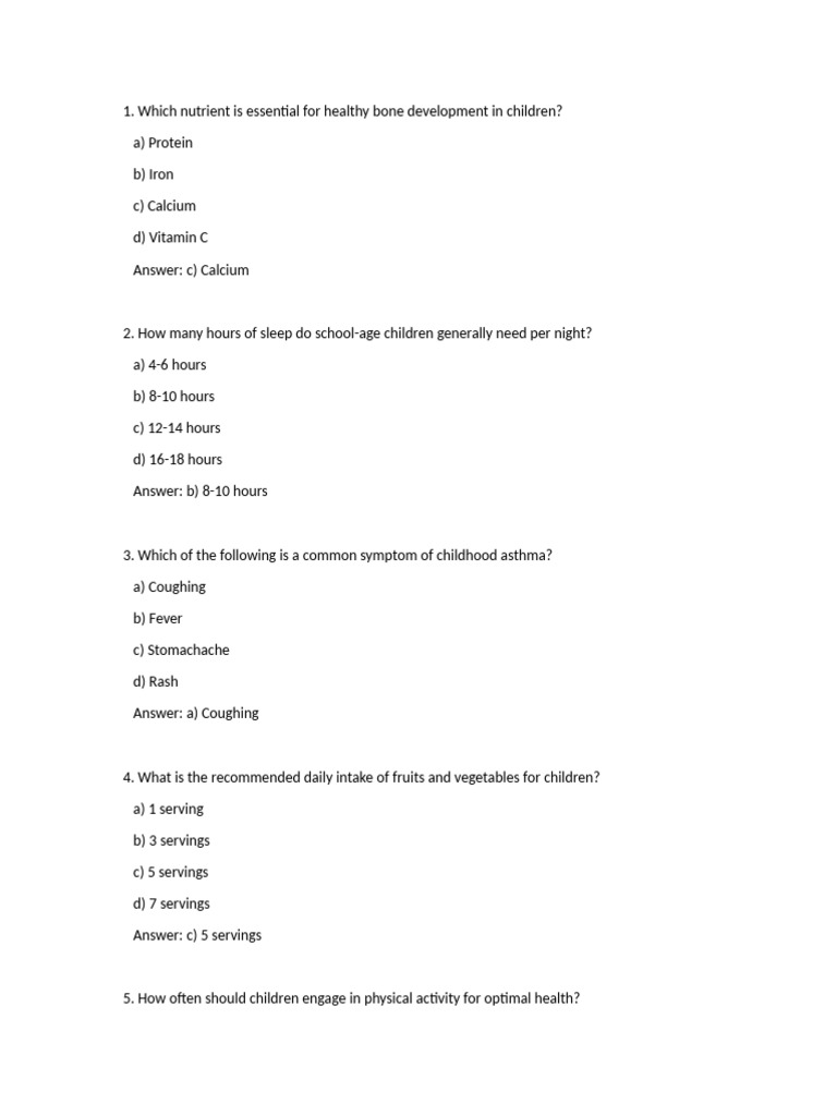 284 Childrens Health Quiz | PDF | Measles | Influenza