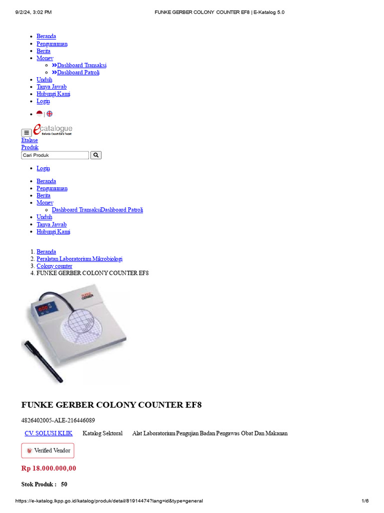 FUNKE GERBER COLONY COUNTER EF8 - E-Katalog 5.0 | PDF