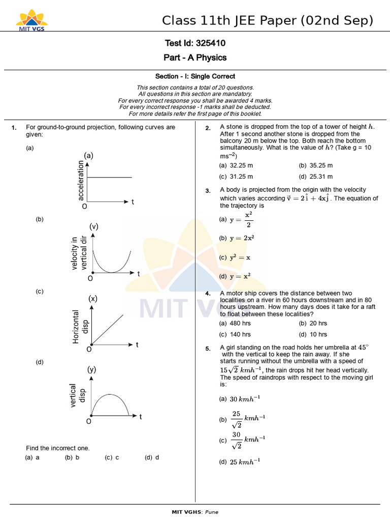 Class 11th JEE Paper 02nd Sep | PDF | Mole (Unit) | Molecules
