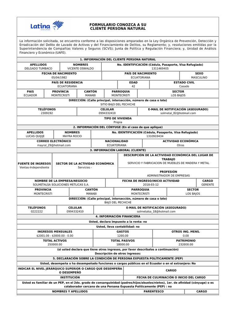 Formulario Seguro | PDF