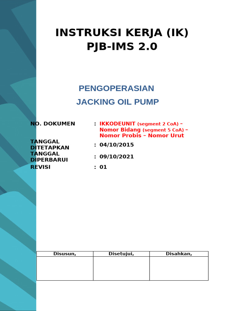 Pengoperasian Jacking Oil Pump | PDF