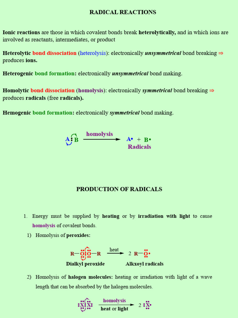 Free Radicals | PDF | Radical (Chemistry) | Alkane