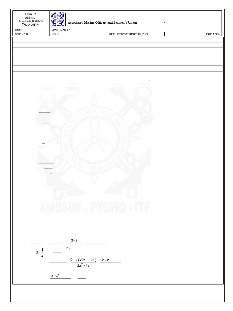 2 Math1 Complex Fractions and Radical Expressions | PDF