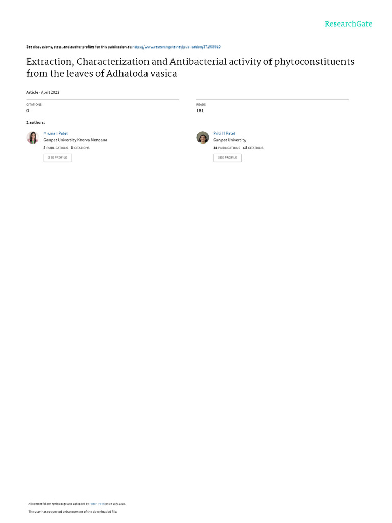 Extraction, Characterization and Antibacterial Activity 2023 | PDF