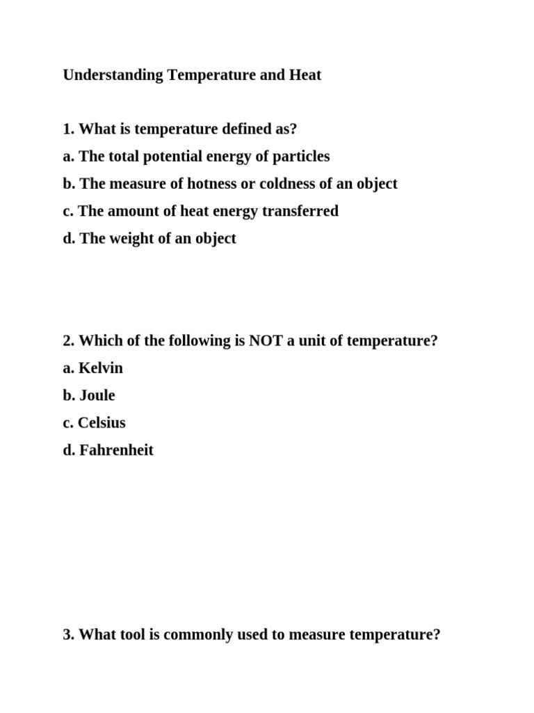 g8 - Questions Understanding Temperature and Heat | PDF