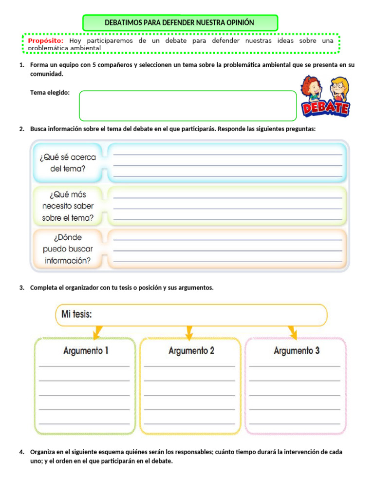 43.1. Ficha-Comun-Debatimos para Defender Nuestra Opinión | PDF