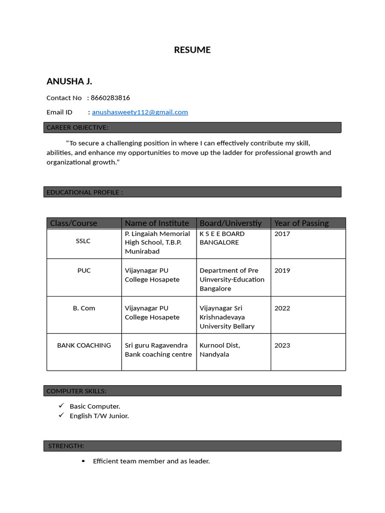 Anusha Resume 01 | PDF