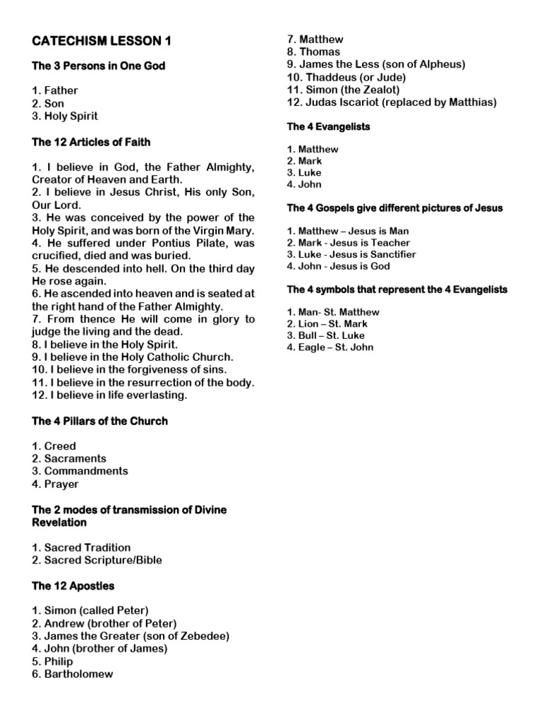 Catechism Lesson 1 | PDF