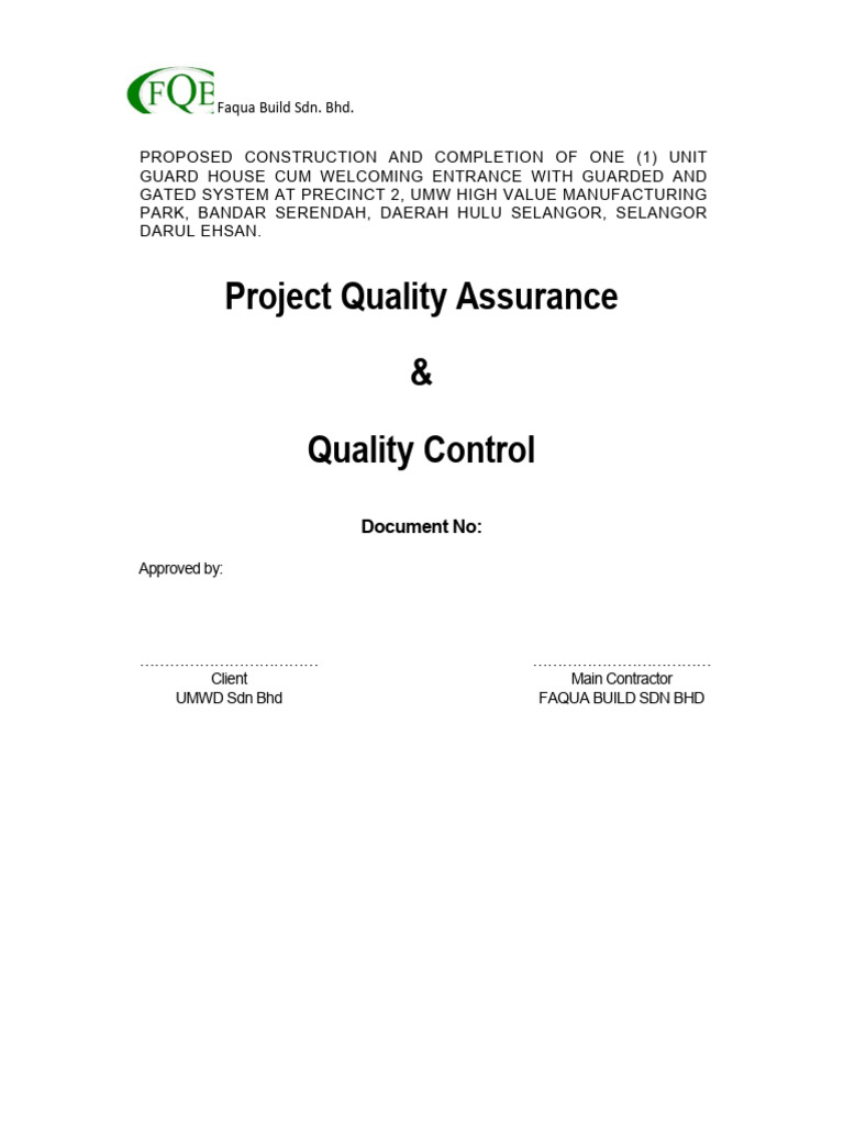 Project Quality Plan | PDF