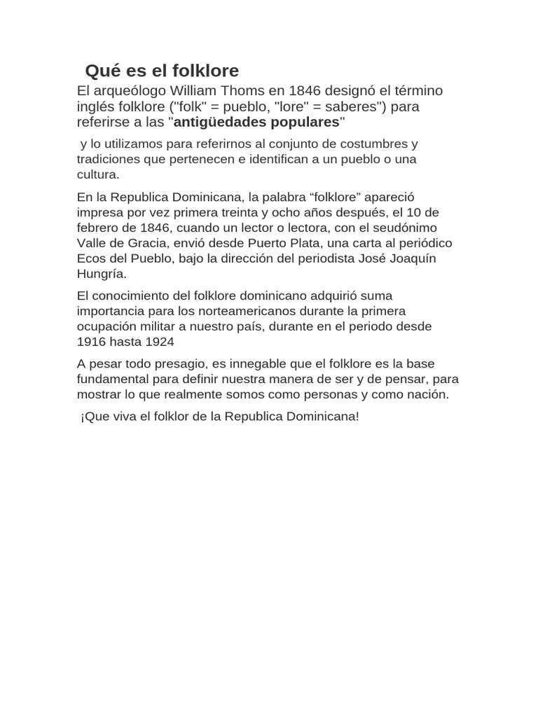 Qué es el folklore | PDF