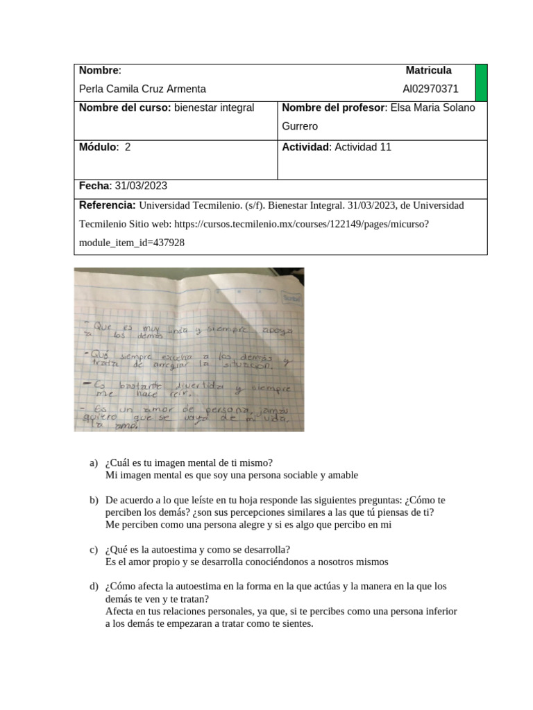 Activida 11 Bienestar | PDF