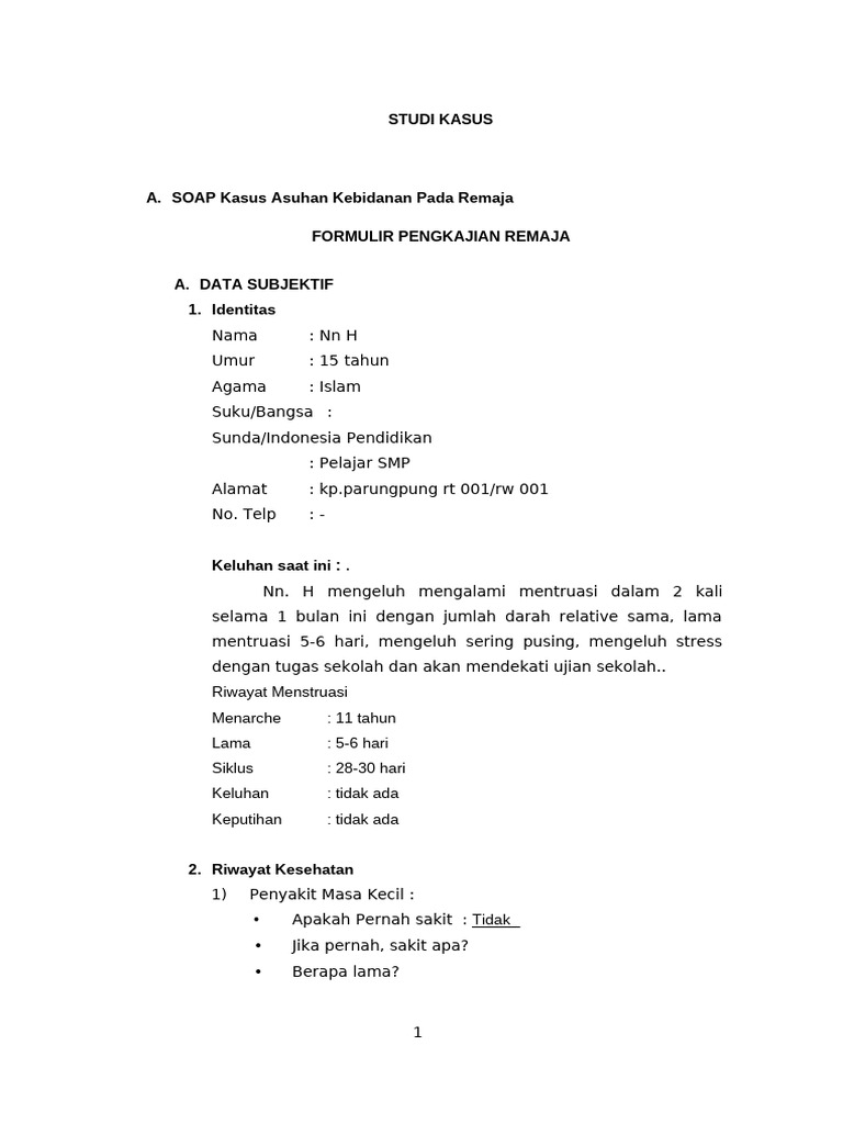 SOAP+Pathway - Remaja - Warkinih - 1 Kasus | PDF