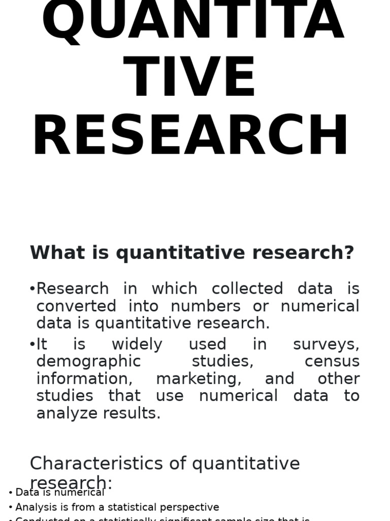TYPES OF QUANTITATIVE RESEARCH | PDF