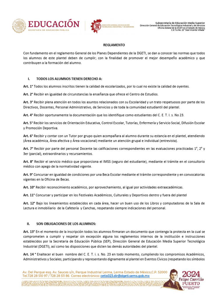 Reglamento 2024 | PDF