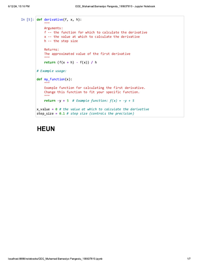 ODE - Muhamad Bamastyo Pangestu - 190637810 - Jupyter Notebook | PDF