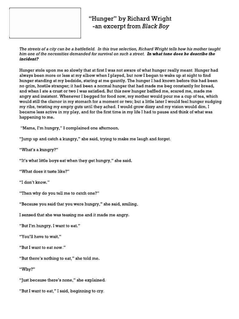 Hunger by Richard Wright - Story | PDF