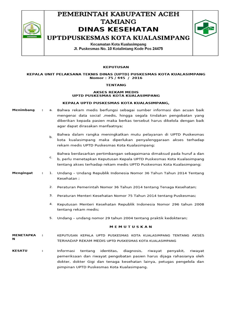 SK AKSES Rekam Medik | PDF