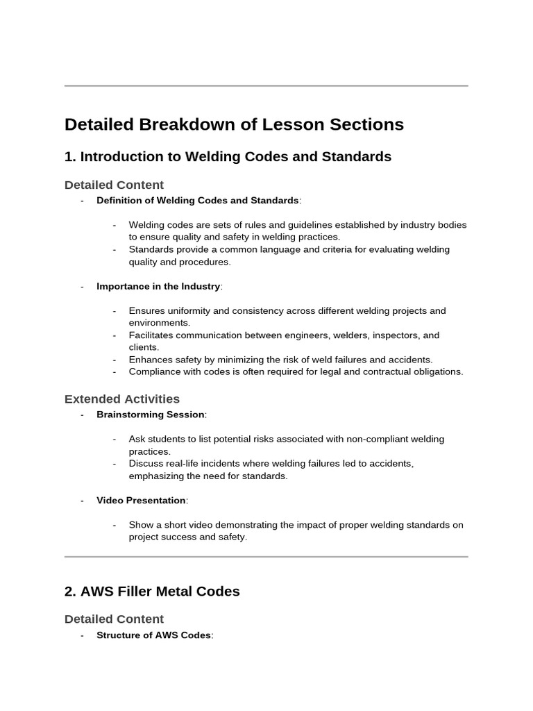 Lesson Plan_ Welding Codes and Standards | PDF