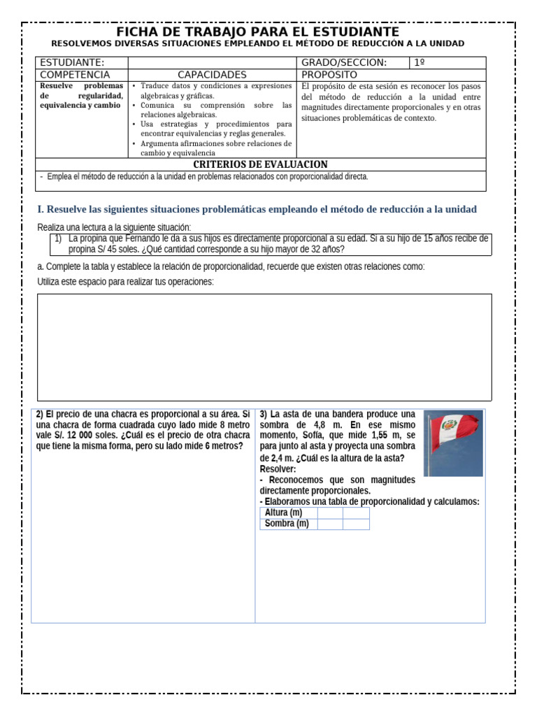 Unidad 3 - Ficha Sem 3 - Mat Emática1° | PDF
