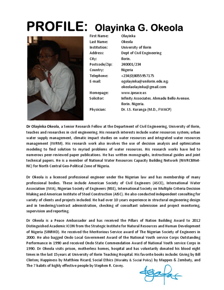 Profile Olayinka | PDF | Engineer | Engineering