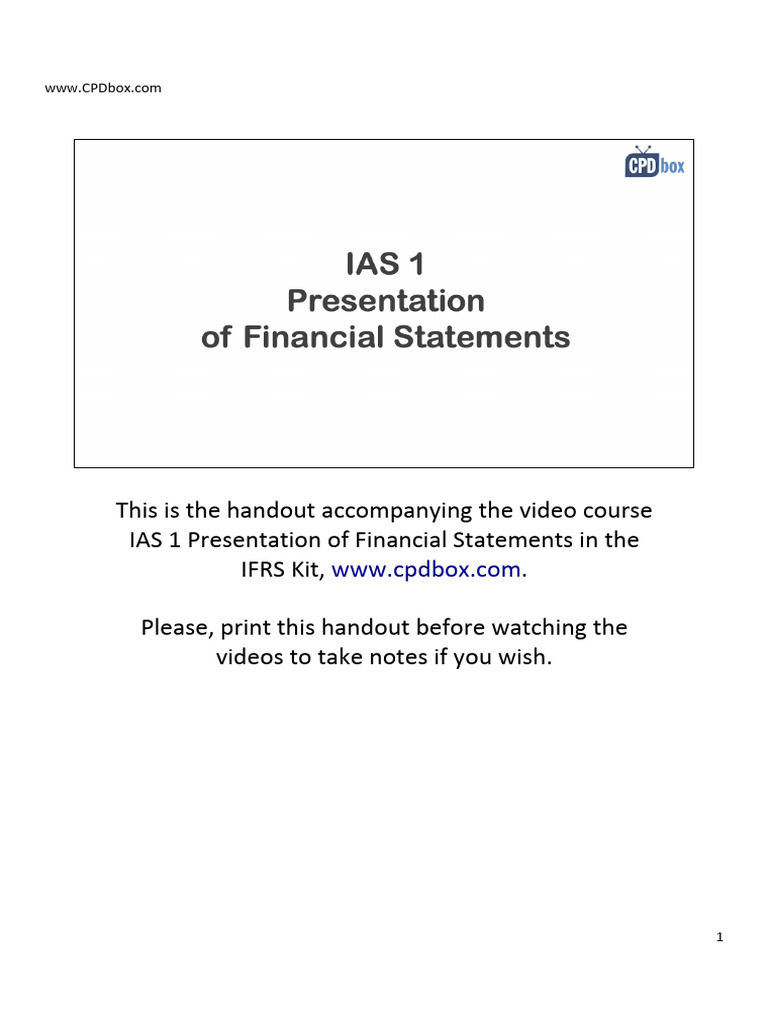 IAS 1 Financial Statements Handout | PDF | Computers