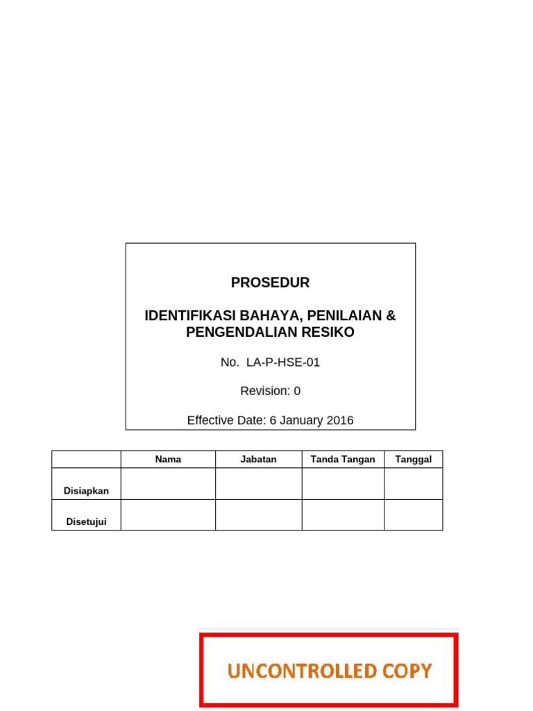 P - HSE - 01 Prosedur HIRADC | PDF