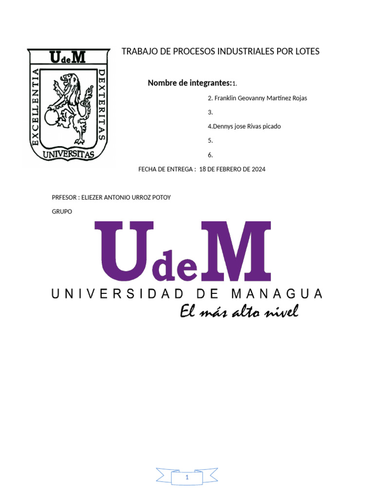 Trabajo De Procesos Industriales Pdf