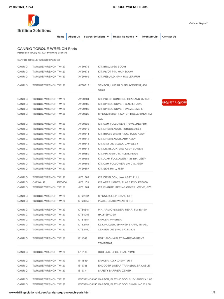 TORQUE WRENCH Parts | PDF