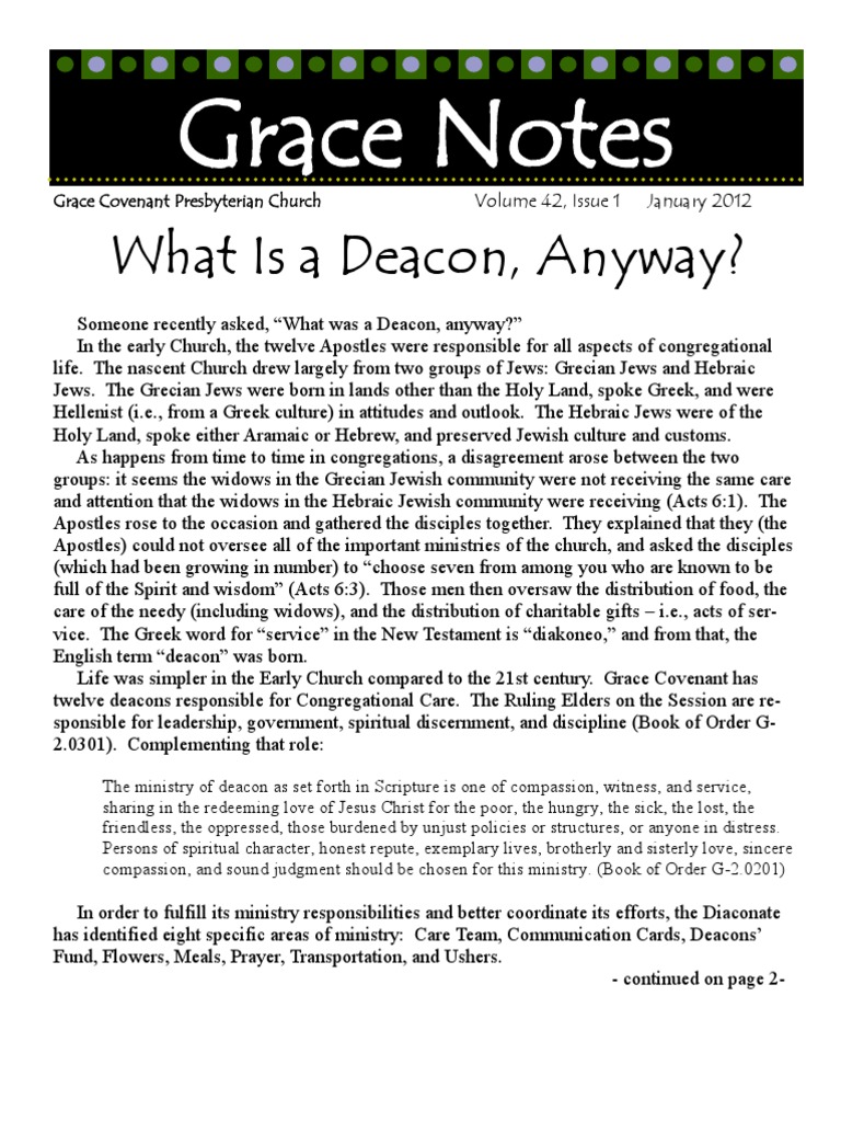 What Is A Deacon, Anyway?: Grace Notes | PDF | Deacon | Elder ...