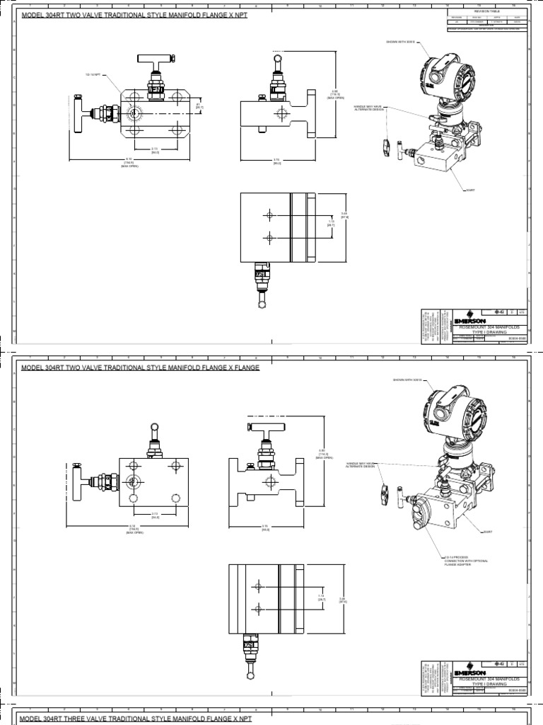 Type 1 Drawing Rosemount 304 Conventional Manifolds 2d PDF en 73318 | PDF