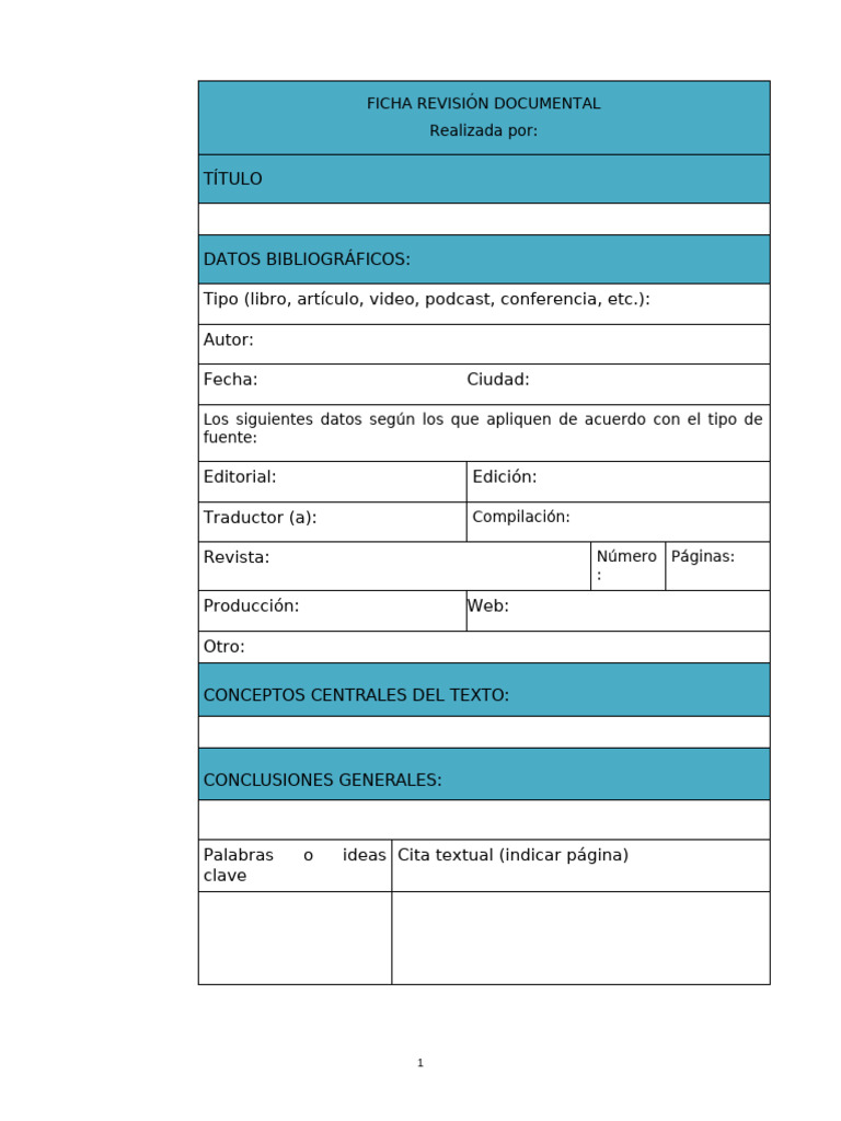 Modelo Ficha Revisión Documental (1) | PDF