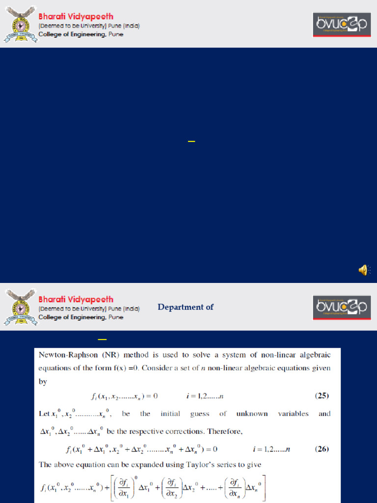 Lecture No. 16 - Load Flow Study Methods - N-R Method (Polar) With ...