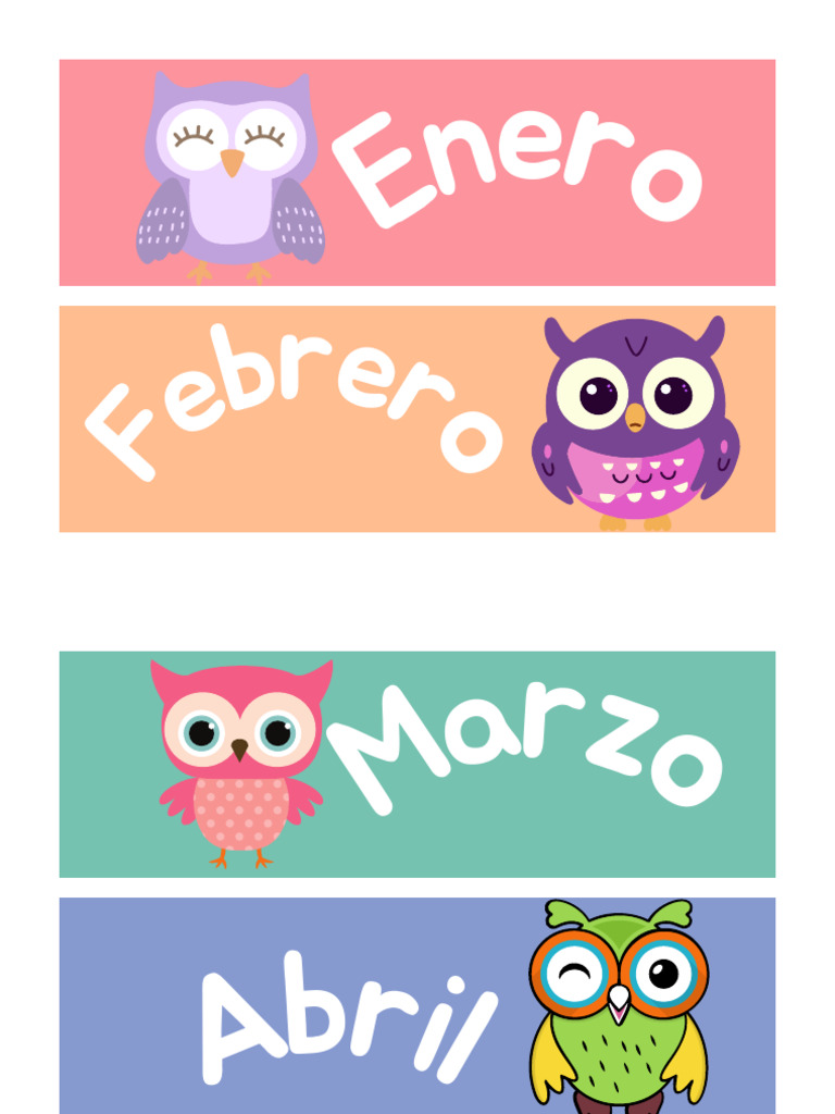 Tarjetas Educativas Meses Del Año Ilustrada Colorida | PDF | Ficción ...