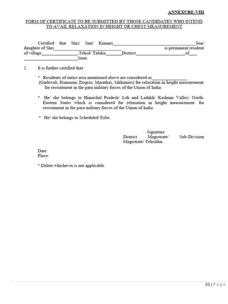 Relaxation Height Certificate | PDF