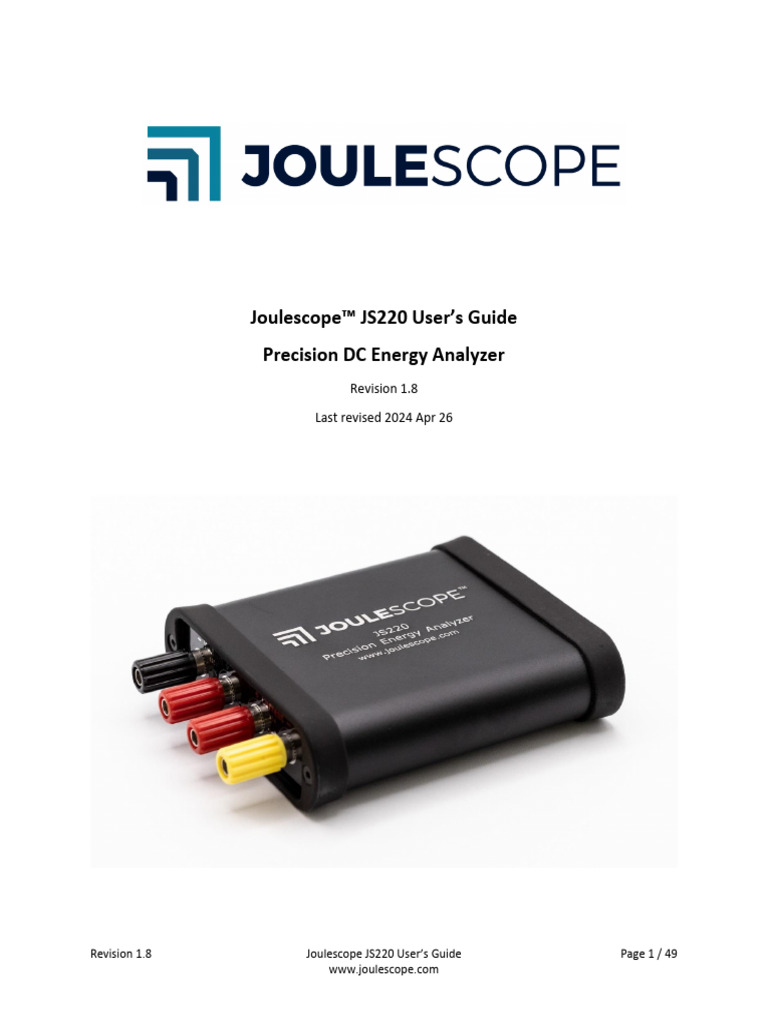 Joulescope JS220 User's Guide v1 - 8 | PDF