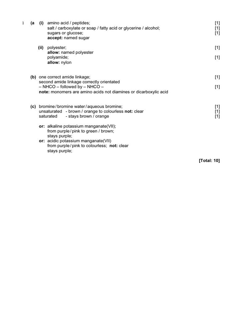IGCSE Chemistry - Alcohols & Carboxylic Acids 2 MS | PDF
