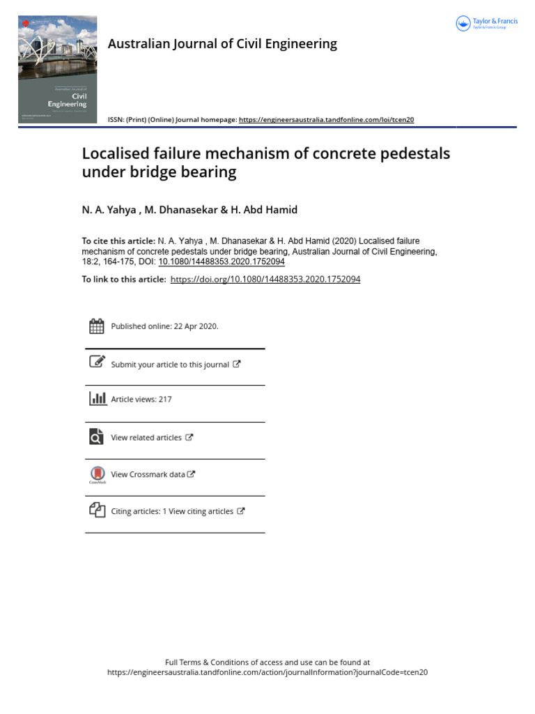 Localised Failure Mechanism of Concrete Pedestals Under Bridge Bearing ...