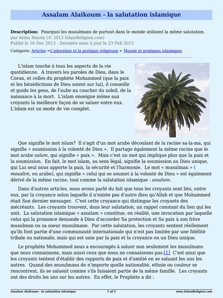 Assalam Alaikum The Islamic Greeting 4255 FR | PDF