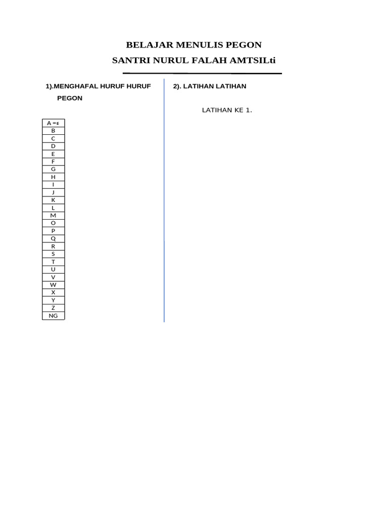 Belajar Menulis Pegon | PDF