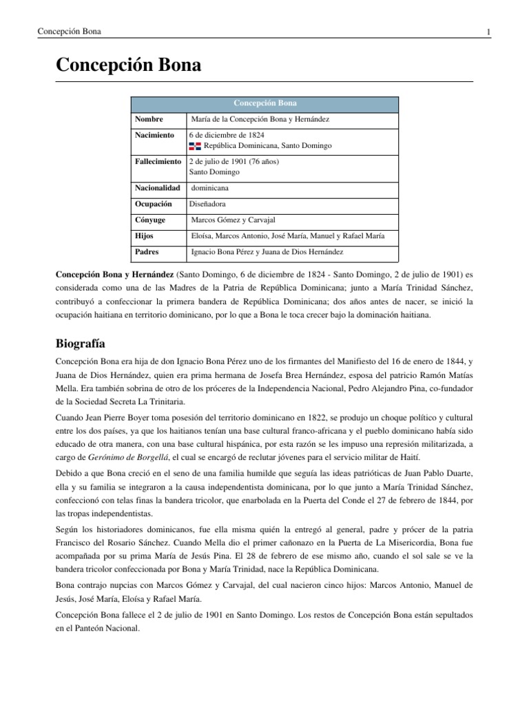 Biografia de Concepcion Bona | PDF | Antillas Mayores | República Dominicana