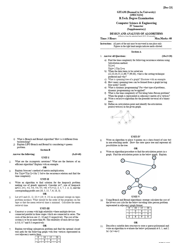 19ECS234-HYD & BLR Suppl Paper | PDF | Time Complexity | Dynamic Programming